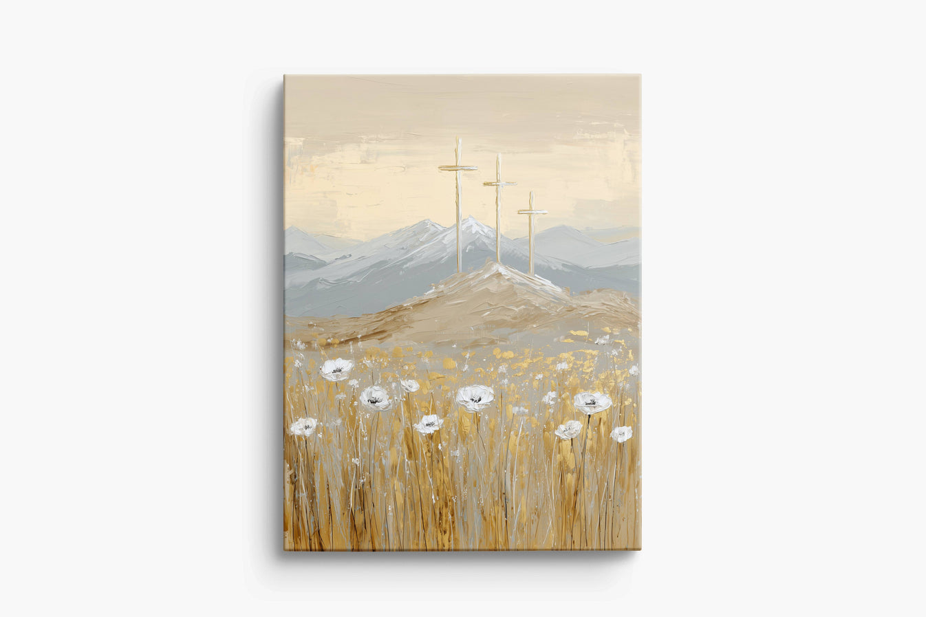 Calvary Crosses Canvas | He Is Risen Painting, Jesus Wall Art ...